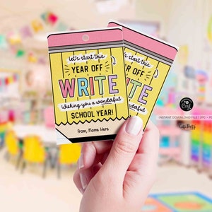 EDITABLE Welcome Back to School Gift Tag Printable Pen Marker First Day ...