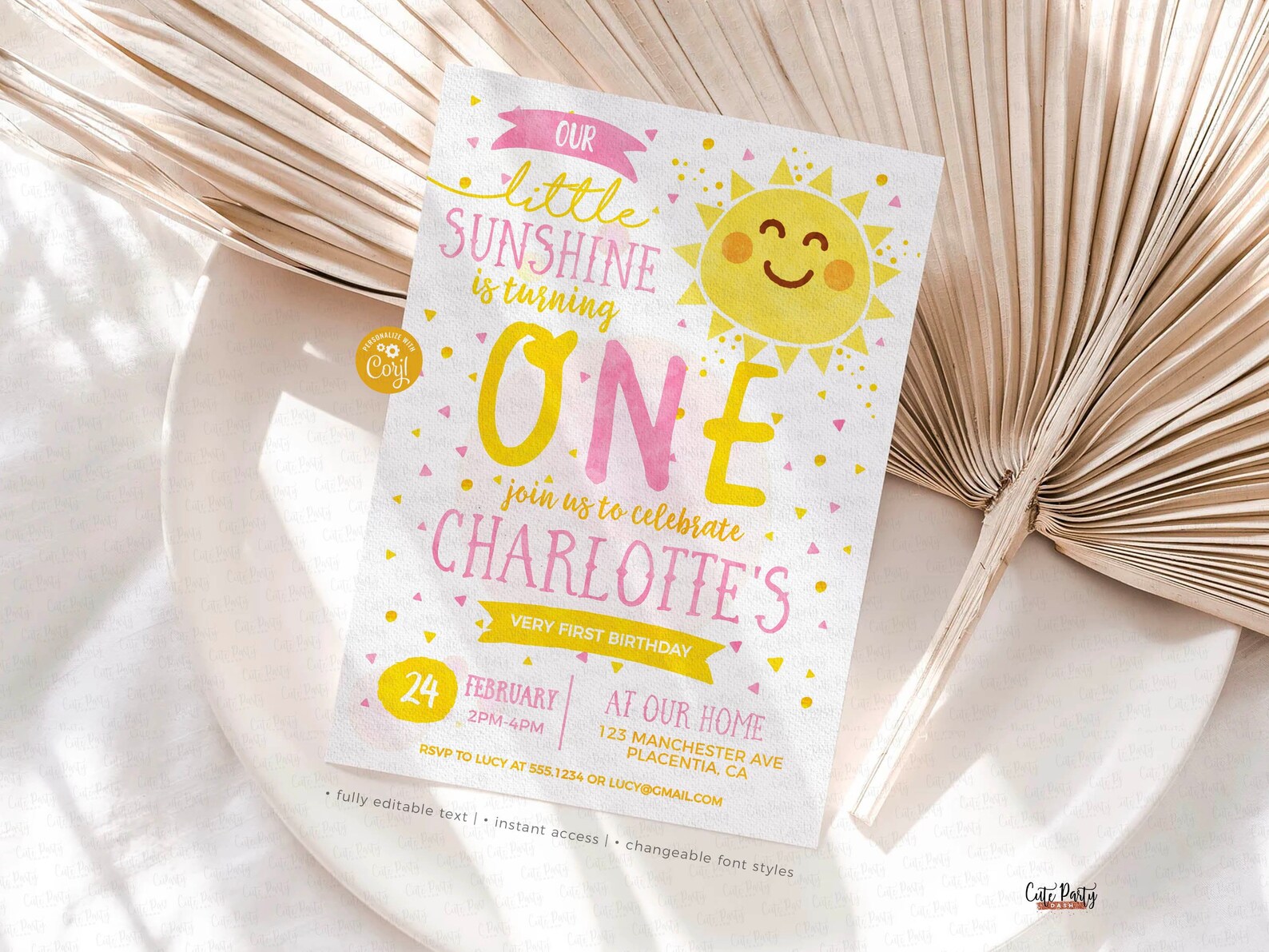 EDITABLE You Are My Sunshine Birthday Invitation Printable - Etsy