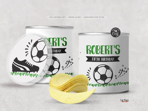 INSTANT DOWNLOAD Editable Soccer Birthday Potato Chip Can | Etsy