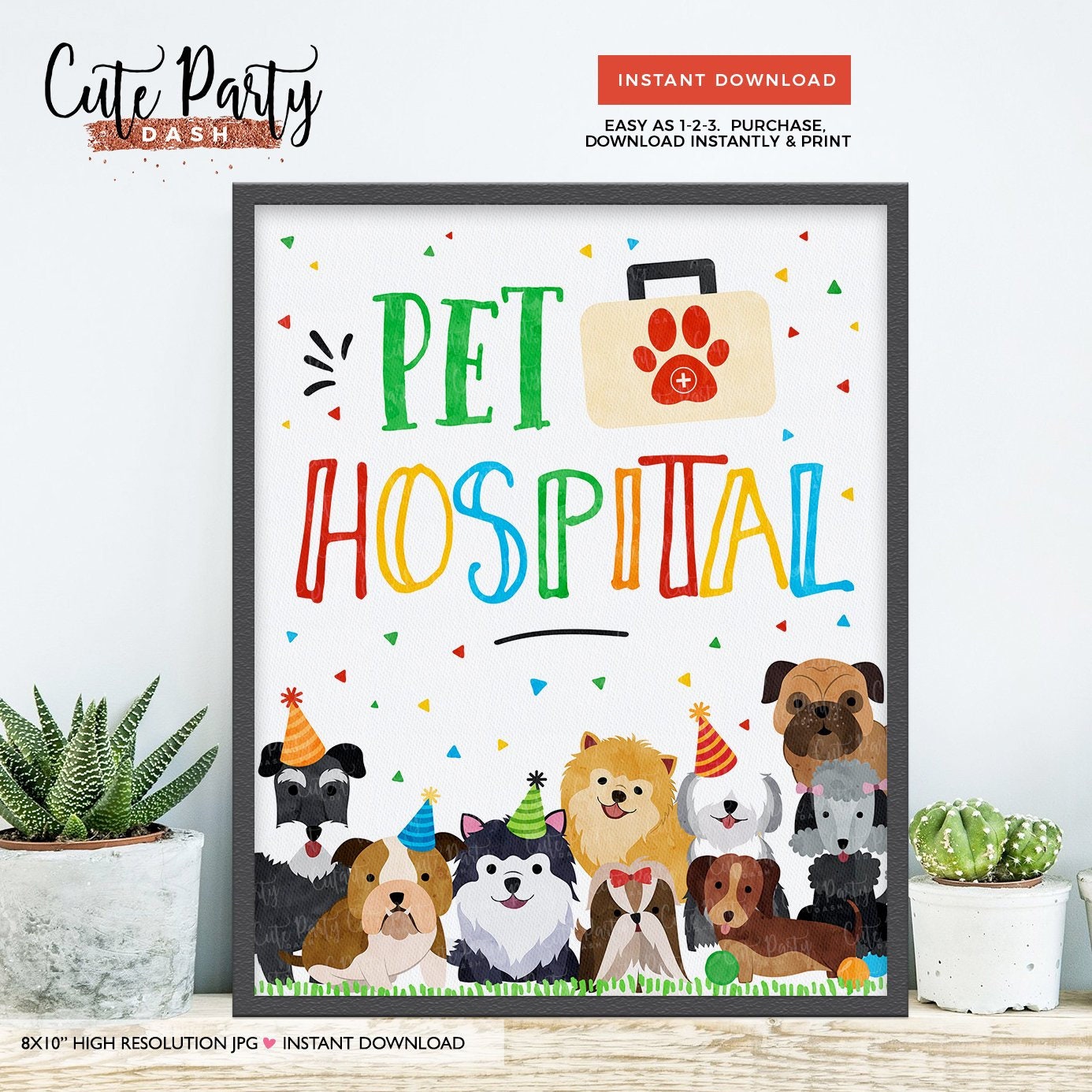 INSTANT DOWNLOAD Puppy Pet Hospital Sign Pet adoption party | Etsy