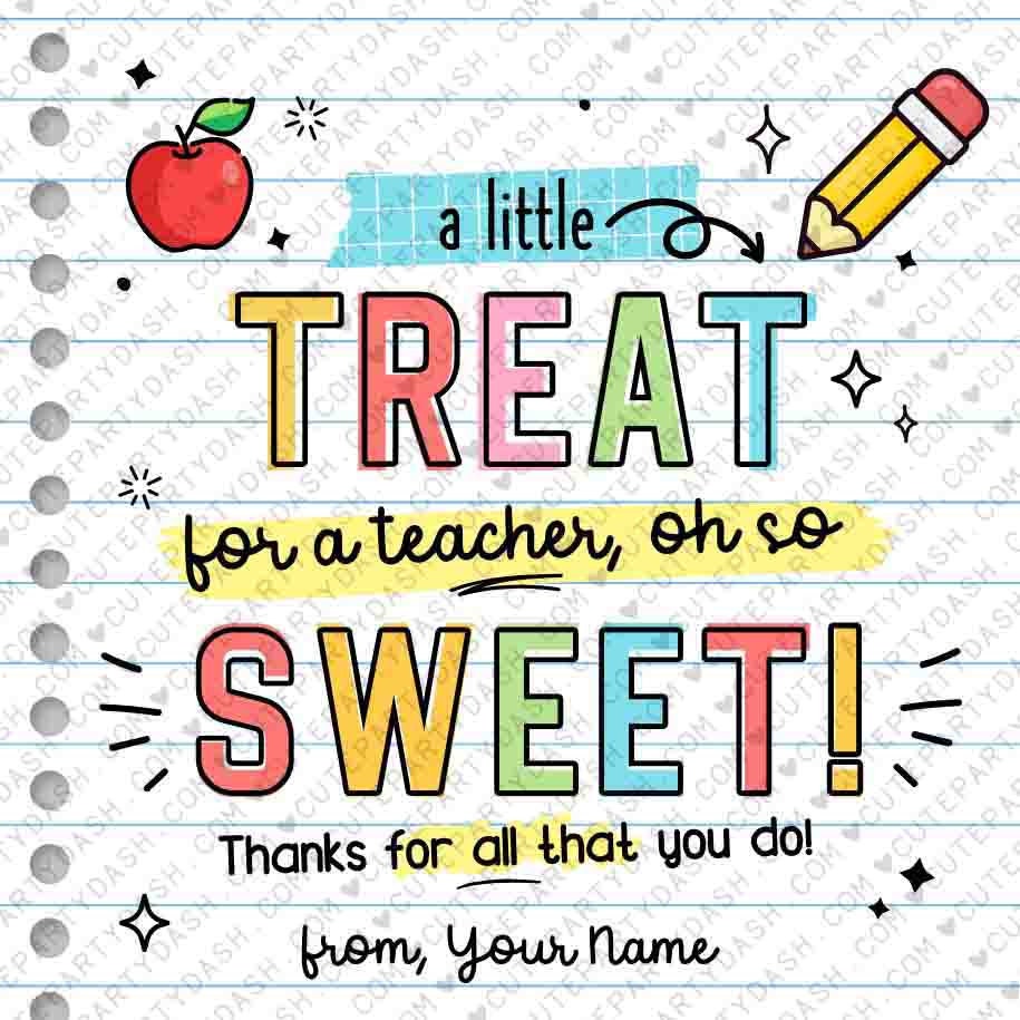 Teacher Appreciation Gift Tag: Editable Treat Label (digital Download ...