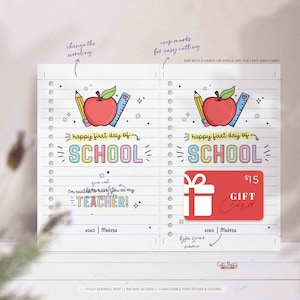 Editable Happy First Day of School Gift Card Holder Welcome Back to ...