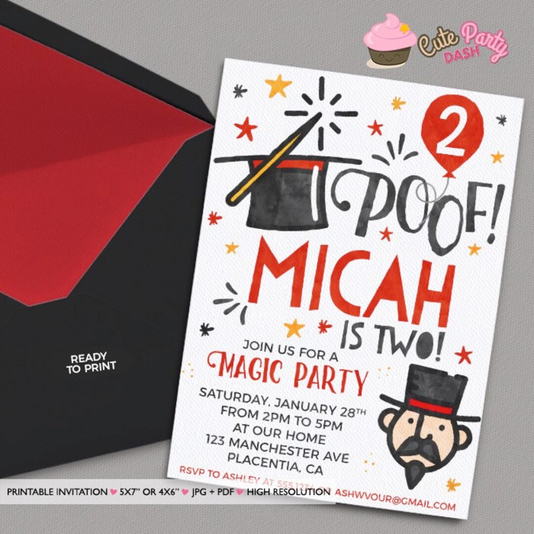 Magic Party Invitation Magic Birthday Invitations Printable Magic Show ...