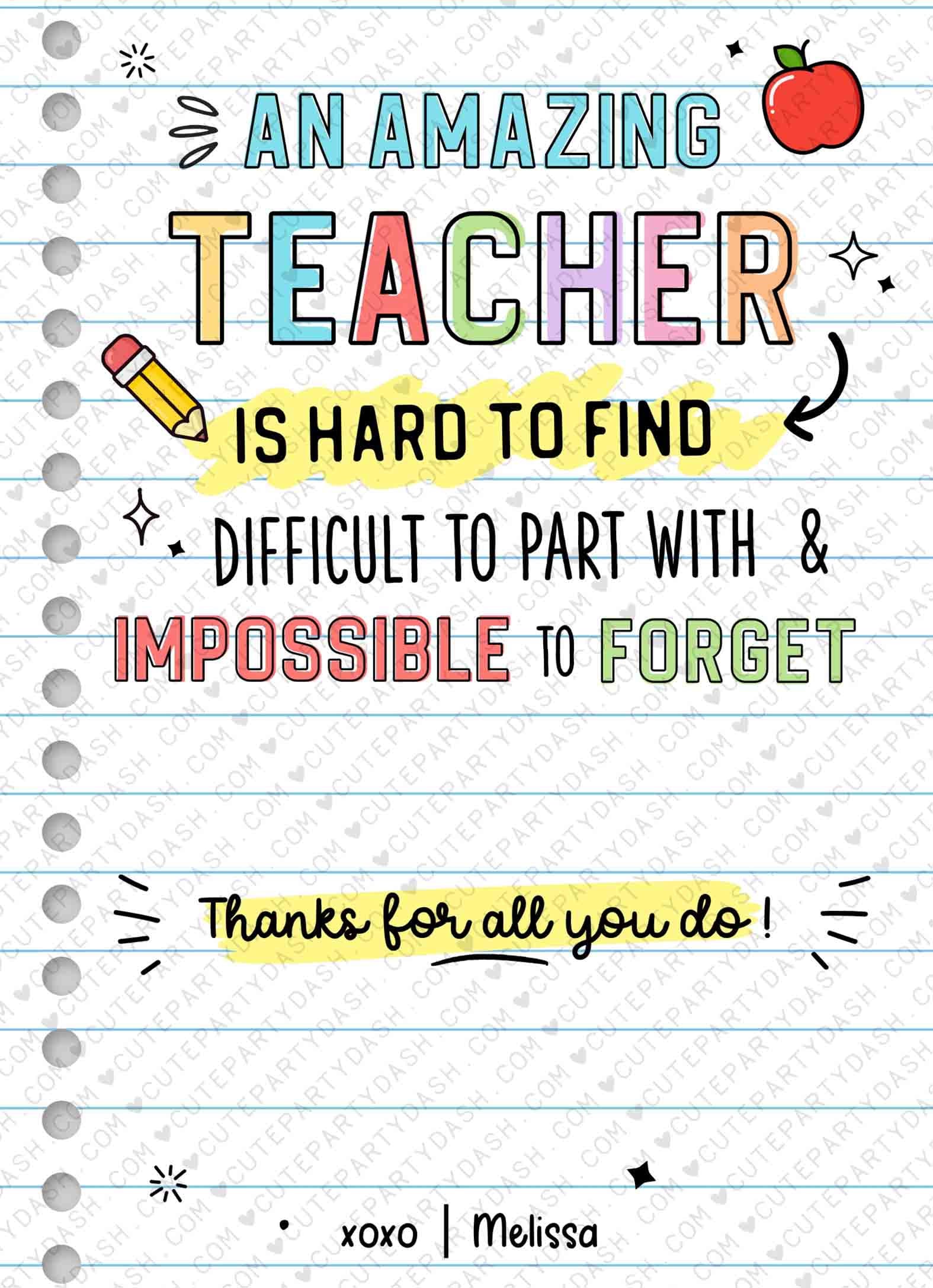 Editable Teacher Gift Card Holder Printable (instant Download) - Etsy