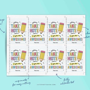 Take Note Tag Editable Teacher Appreciation Week Gift Tag Template ...