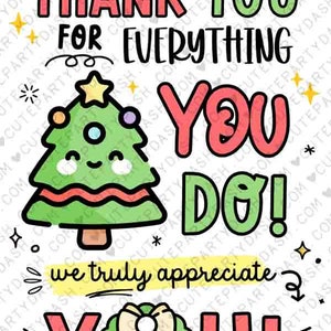 Thank You for All You Do Christmas Tag Appreciate Holiday Gift Tags ...