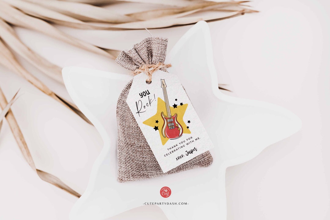 Editable Rock and Roll 1st Birthday Favor Tags (instant Download) - Etsy