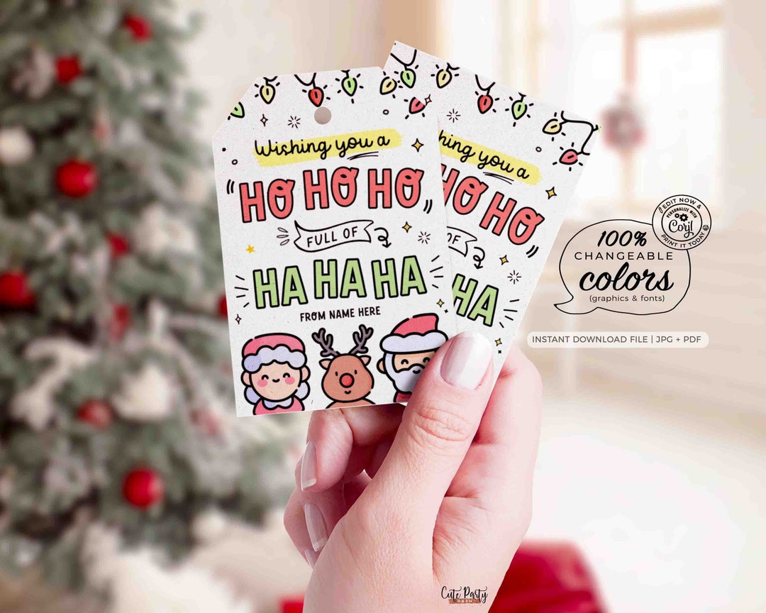 Christmas Gift Tags Printable INSTANT DOWNLOAD Happy Holidays Funny ...