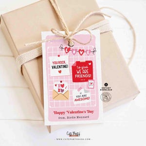 Happy Valentine's Day Classroom Valentine Kids Tag Printable INSTANT ...