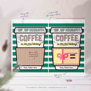 Editable Sip Sip Hooray Coffee Gift Card Holder Template Printable ...