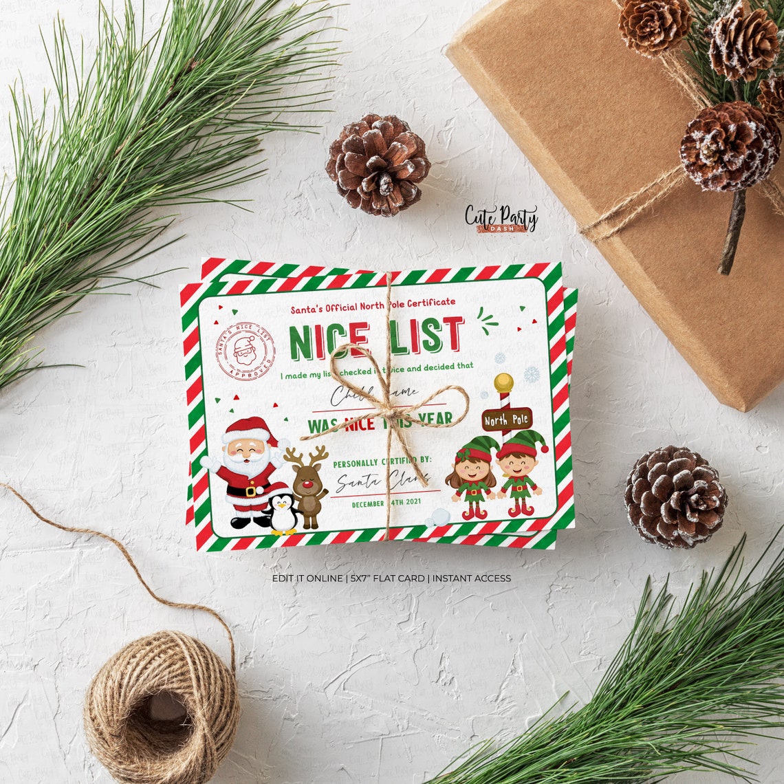 EDITABLE Santa Claus Official Nice List Certificate Letter | Etsy