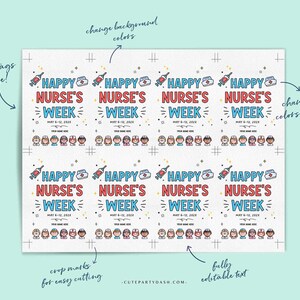 Nurses Week Gift Tags Printable INSTANT DOWNLOAD Editable National ...