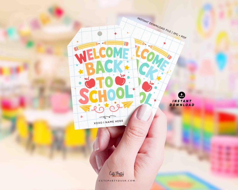 Editable Welcome Back to School Gift Tag: Printable Teacher Employee ...