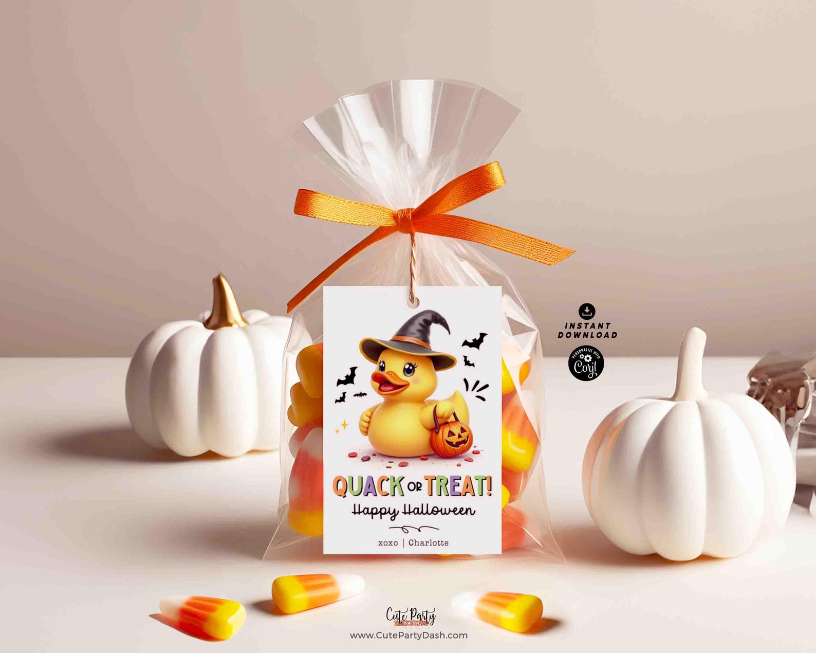 Quack or Treat Halloween Gift Tags, Rubber Duck Design (printable ...