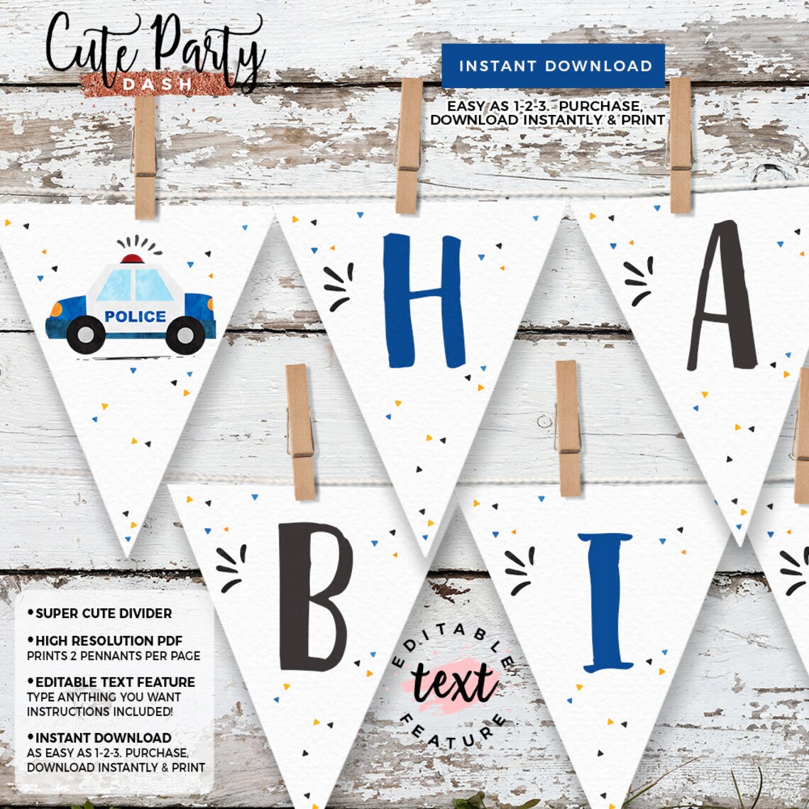 INSTANT DOWNLOAD Police Birthday Decorations Editable Food - Etsy