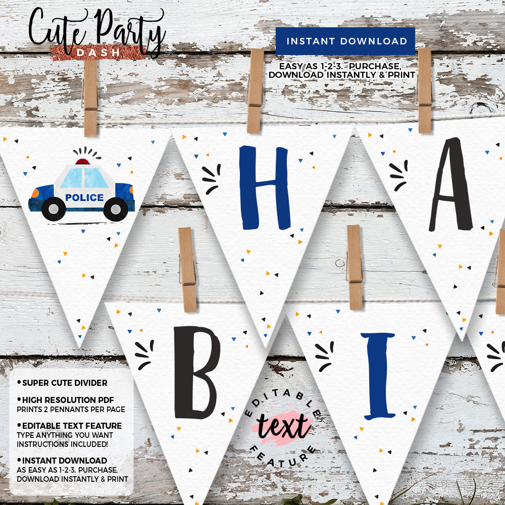 INSTANT DOWNLOAD Police Birthday Decorations Editable Food - Etsy