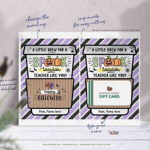 Editable Fall Harvest Teacher Halloween Coffee Gift Card Holder ...