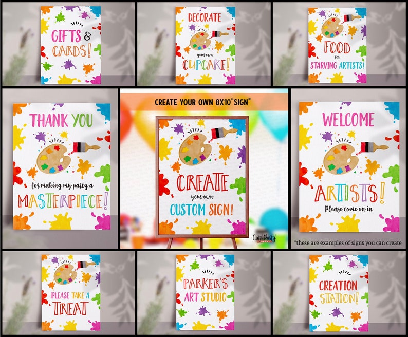 Editable Art Party Signs: Printable Birthday Decor (instant Download ...