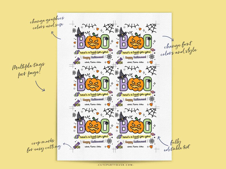 Editable Halloween Treat Tag Template: Spooky Gift Label (instant ...