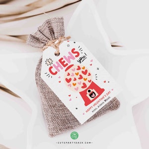 I Chews You Valentine's Day Gift Tag (printable INSTANT DOWNLOAD) - Etsy