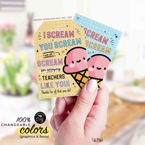 Ice Cream Teacher Appreciation Gift Tag (digital Download) - Etsy