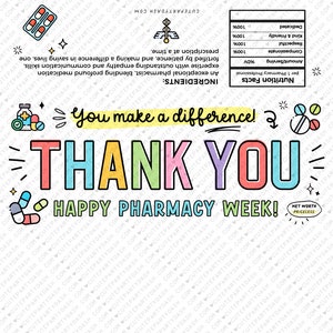 Pharmacy Week Candy Bar Wrappers: Editable Thank You Gift (digital ...