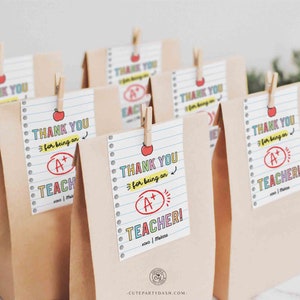 Editable Teacher Appreciation Gift Tag, Thanks for Being an A+ Teacher ...