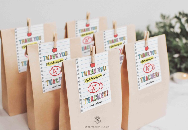 Editable Teacher Appreciation Gift Tag Thanks for Being an A - Etsy