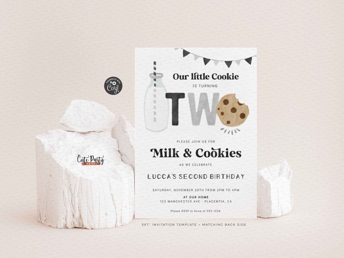 Milk & Cookies Birthday Chip Can Label: Editable Party Favor (digital ...