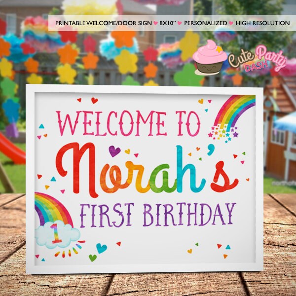 INSTANT DOWNLOAD Editable Rainbow Birthday Decorations Water | Etsy