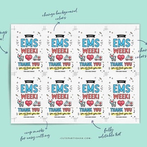 EMS Week Printable Gift Tag INSTANT DOWNLOAD Editable Happy Emergency ...