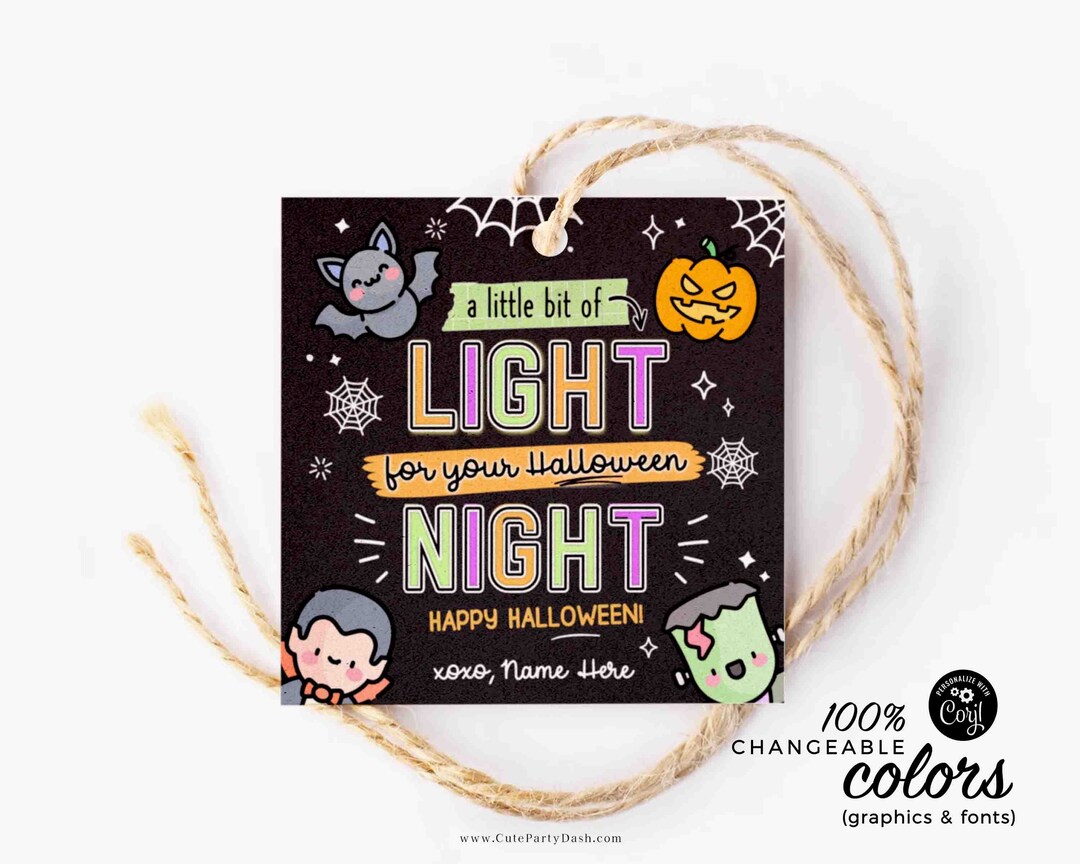 EDITABLE Halloween Treat Tag INSTANT DOWNLOAD Light Your Halloween ...