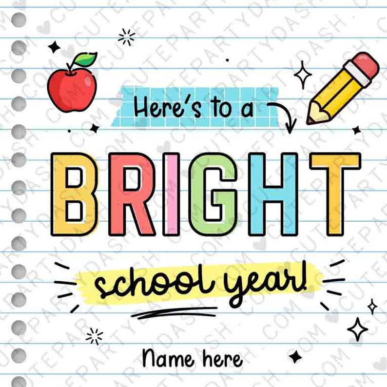 Bright School Year Gift Tag: Editable Template (instant Download) - Etsy