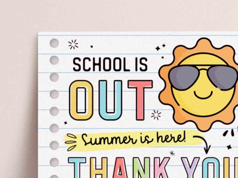 End of Year Teacher Gift Card Holder, Summer Thank You (printable ...