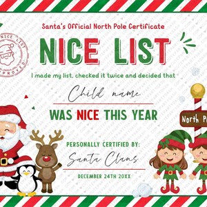 EDITABLE Santa Claus Official Nice Naughty List Certificate Bundle ...