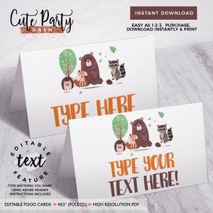 EDITABLE Woodland Birthday Decorations, Woodland Animals Printable ...