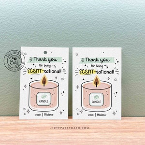 Thank You for Being Scent-sational Candle Gift Tag Printable Editable ...