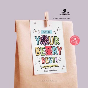 Gummy Bear Give It Your Beary Best Good Luck Tag Printable INSTANT ...