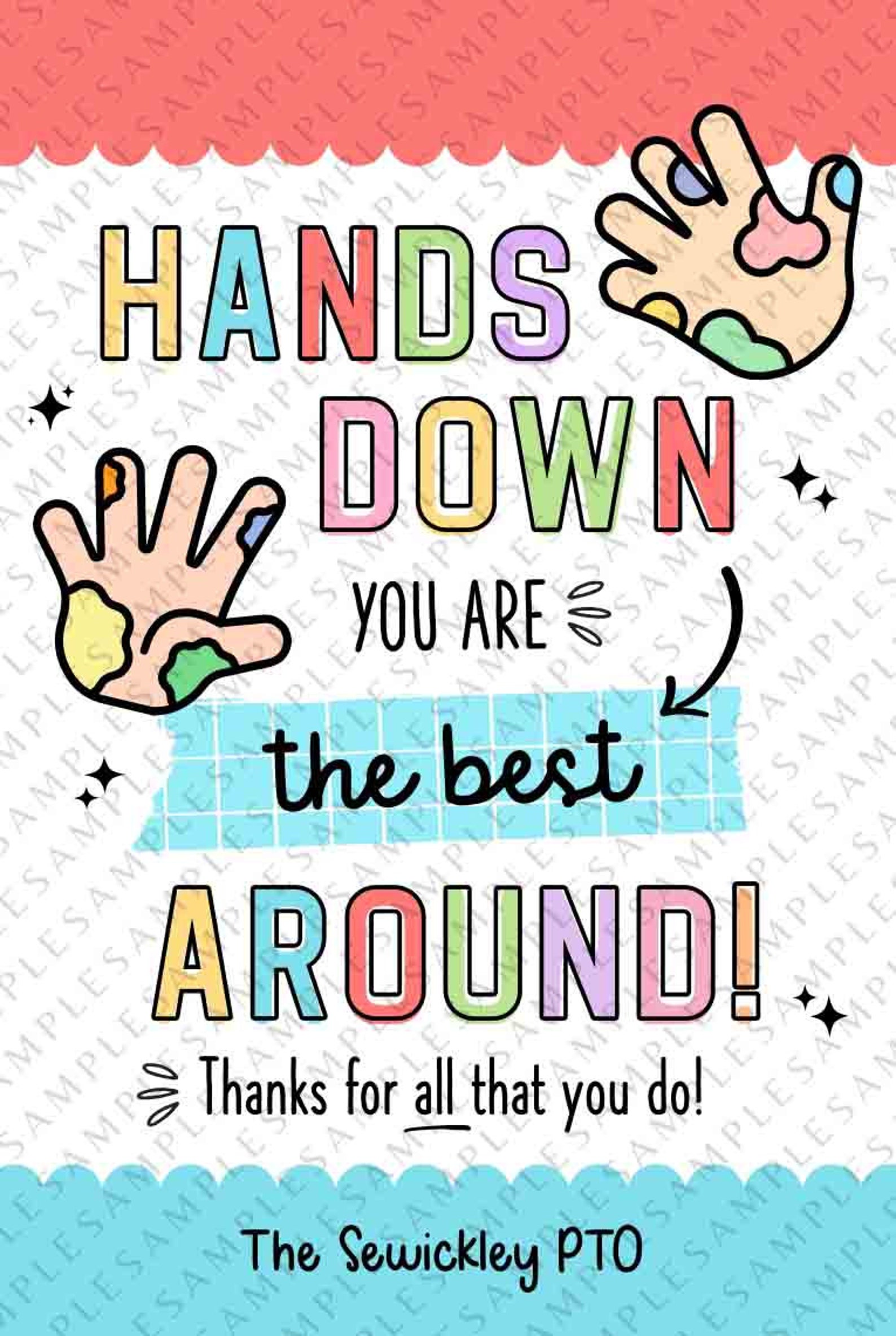 Editable Hands Down You Are the Best Around Gift Tag - Etsy