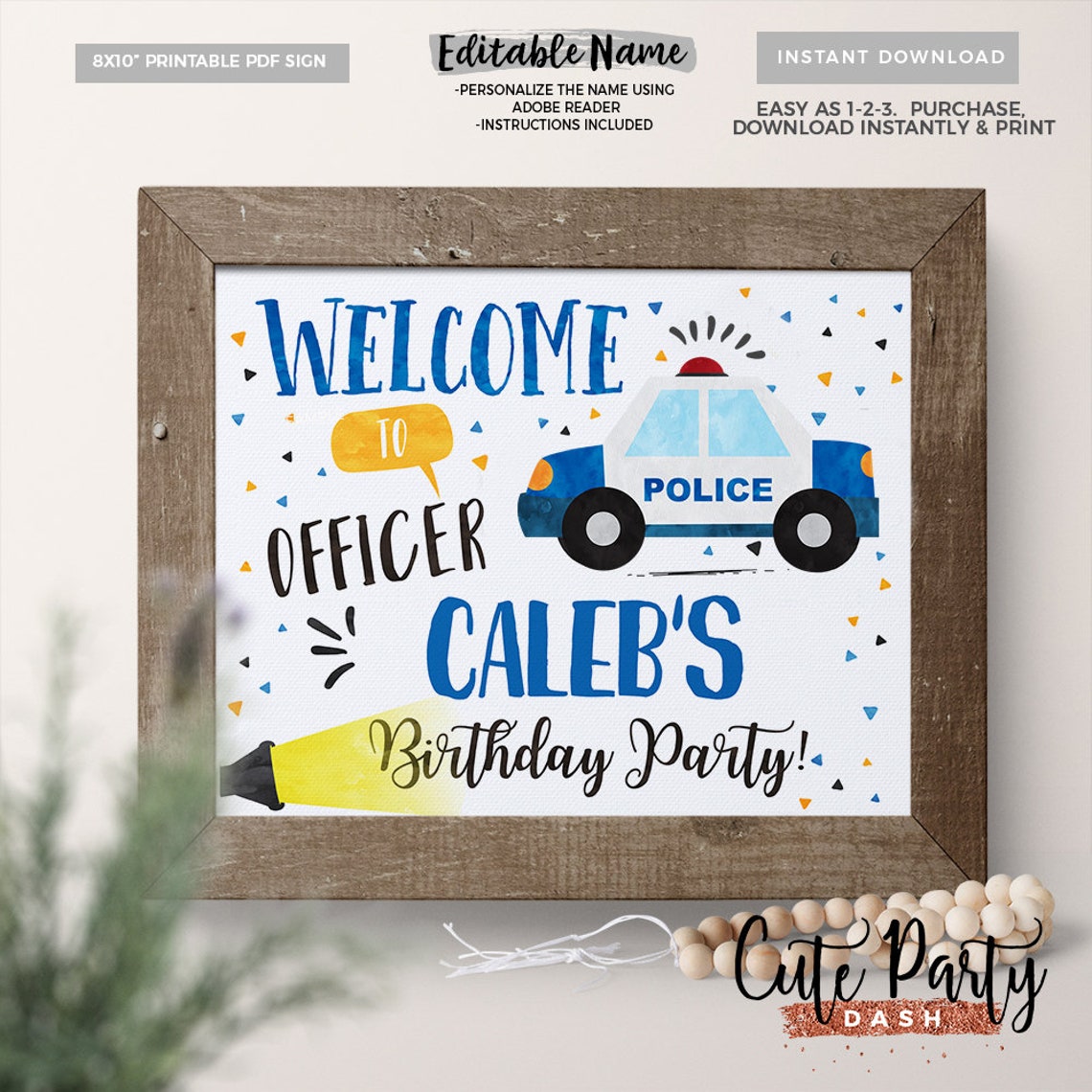 Police Birthday Party Decorations: Cops and Robbers Theme (digital ...