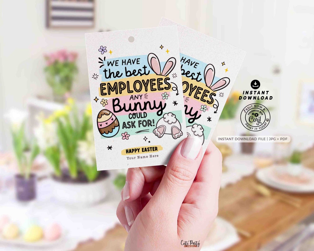 Employee Appreciation Happy Easter Gift Tag Printable INSTANT DOWNLOAD ...