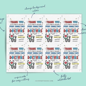 Doctor's Day Gift Tags Printable INSTANT DOWNLOAD Editable National ...