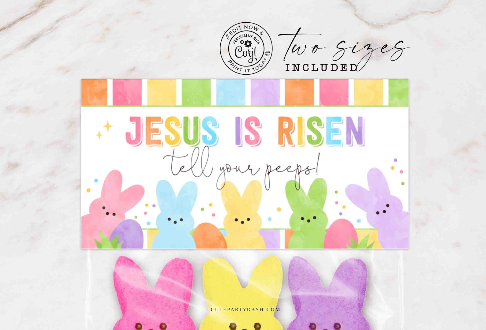 Jesus is Risen Easter Treat Bag Toppers: Editable Template (instant ...