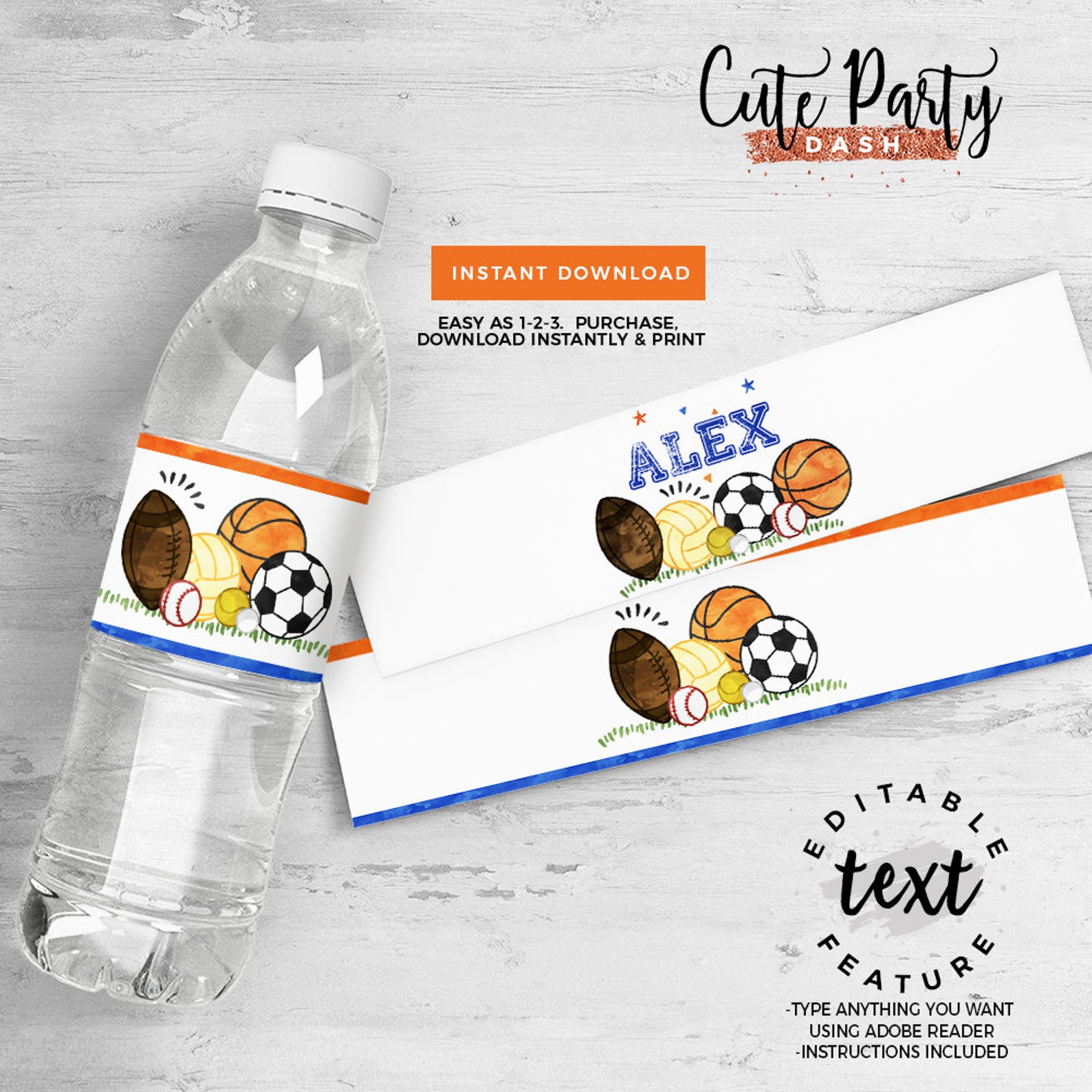 INSTANT DOWNLOAD EDITABLE Sports Birthday Favor Tags Sports Birthday ...