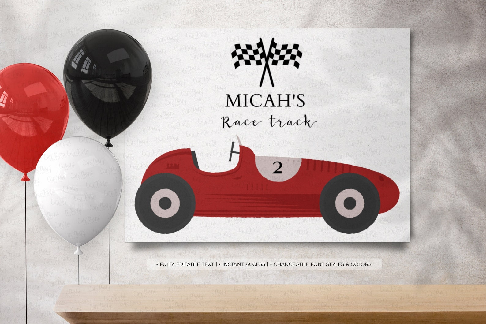 Two Fast Two Curious Birthday Backdrop Vintage Red Racing Car - Etsy