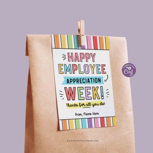 Editable Employee Appreciation Gift Tag Printable Employee Week Thank ...