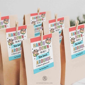Editable Hands Down You Are the Best Around Gift Tag, Printable Staff ...