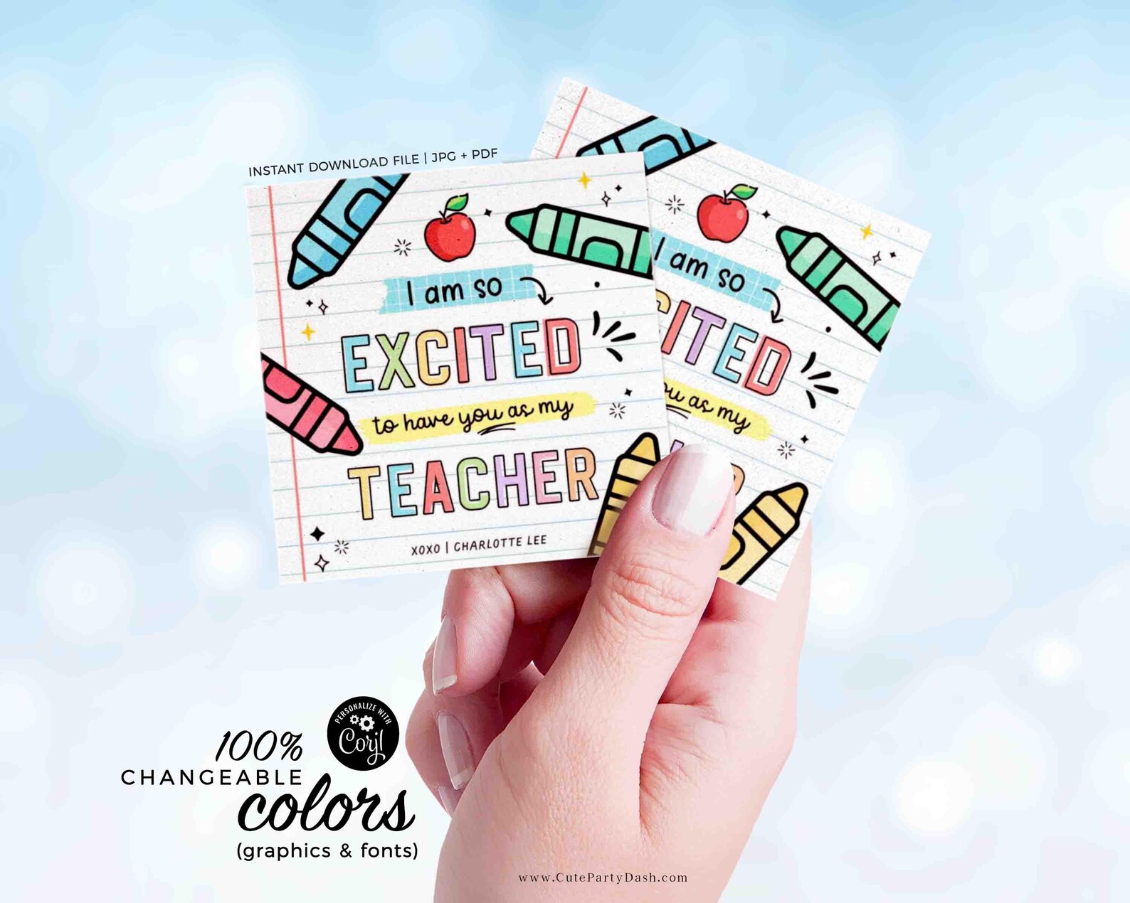 Back to School Teacher Gift Tag Printable INSTANT DOWNLOAD EDITABLE ...