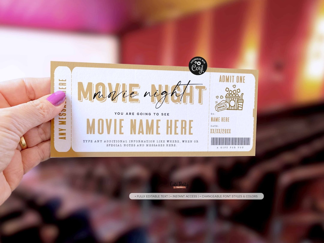Surprise Movie Ticket Template, Gift Certificate Voucher, Birthday ...