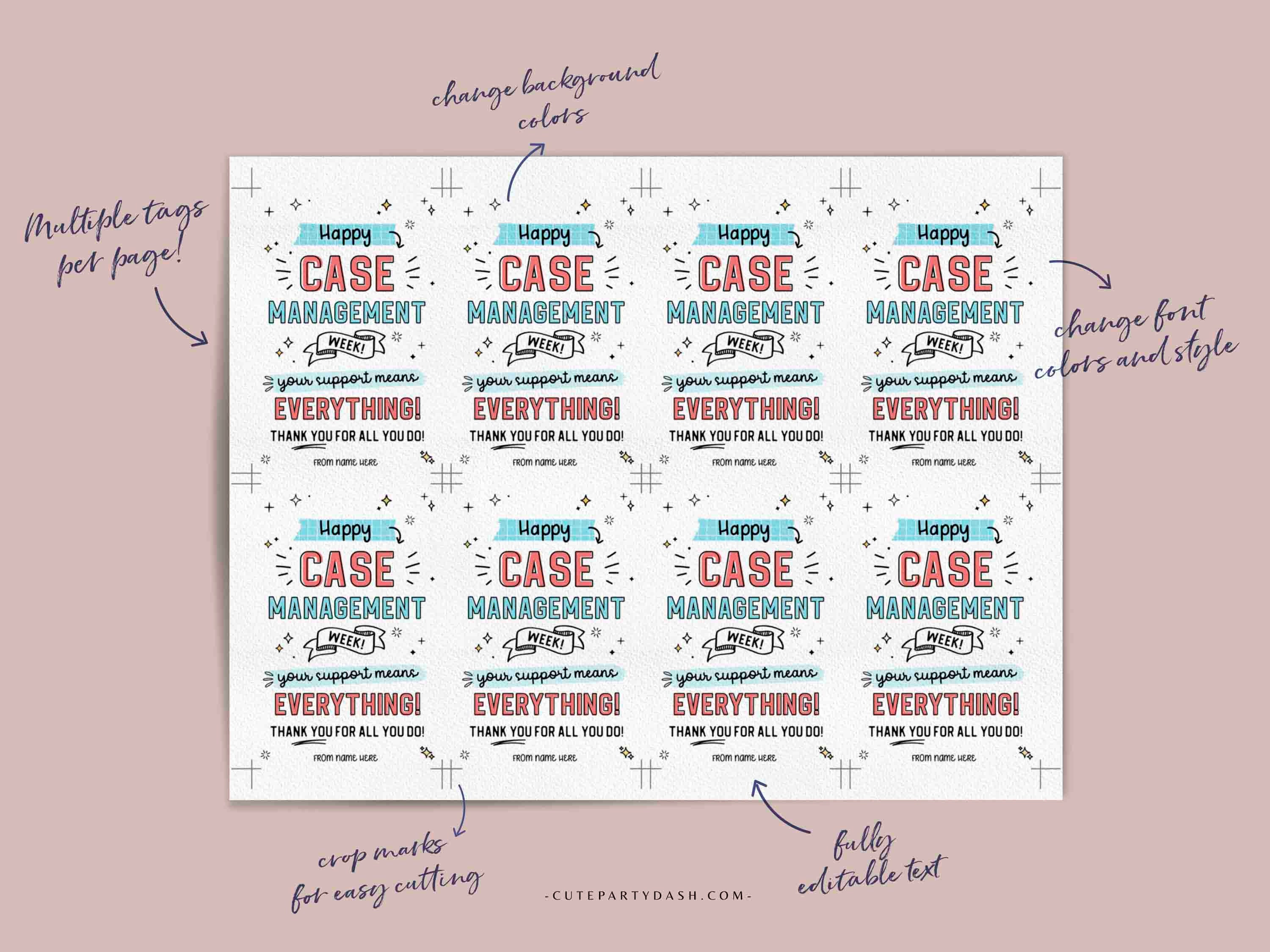 Case Management Week Gift Tag: Printable Appreciation Tag (instant ...